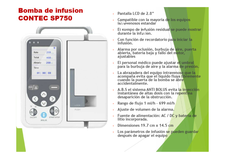 Bomba de Infusión Contec SP750 | PDF
