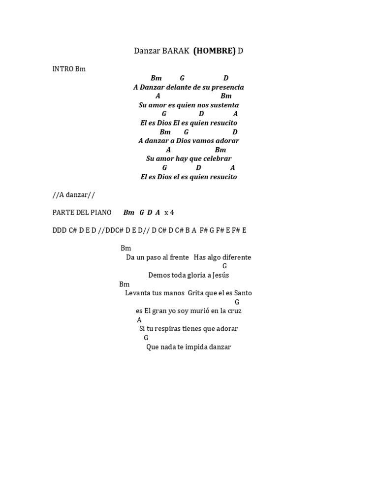 A Danzar: Letra y Acordes Barak | PDF
