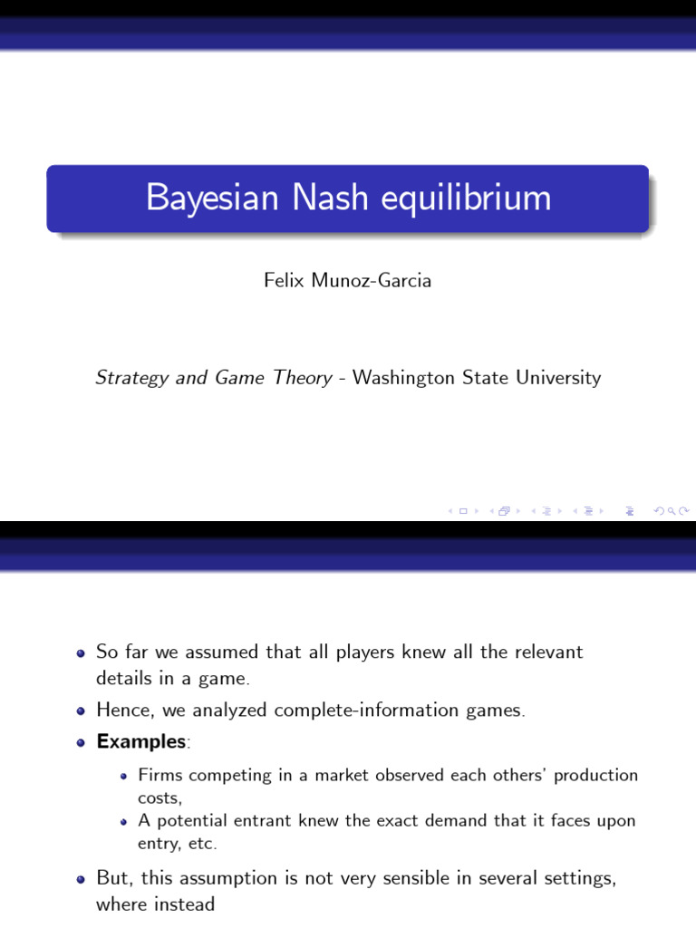 Bayesian Nash Equilibrium | PDF | Systems Theory | Mathematical And ... Bayesian Nash Equilibrium | PDF | Systems Theory | Mathematical And ...