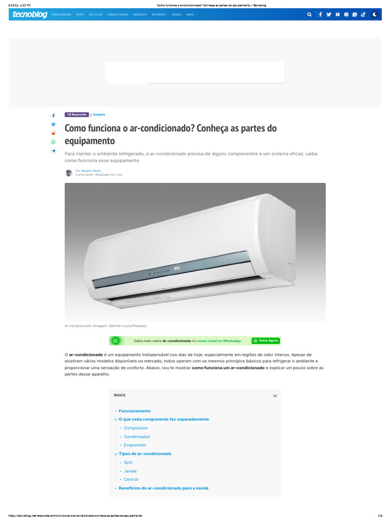 Como Funciona o Ar-Condicionado - Conheça As Partes Do Equipamento ...