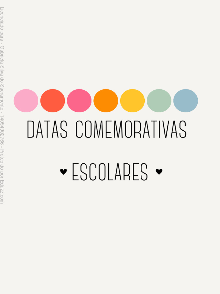 Datas Comemorativas Escolares 2023 | PDF