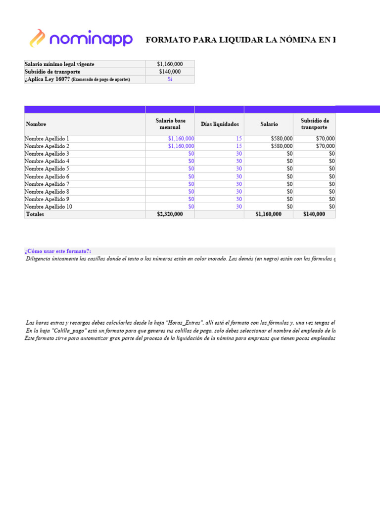 Formato Nomina | Descargar gratis PDF | Cheque de pago | Business