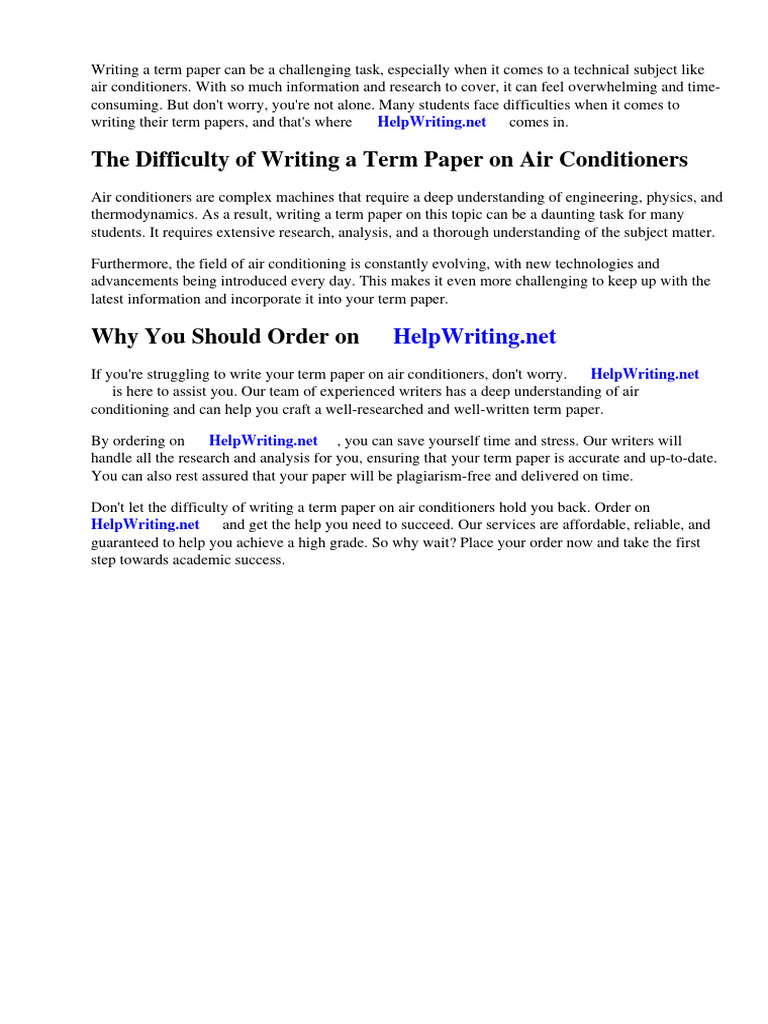 Term Paper Help: Air Conditioners | PDF | Air Conditioning | Applied ...