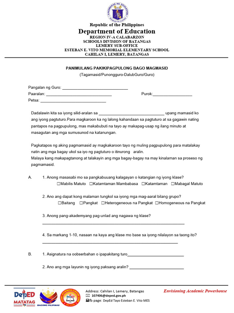 PRE-POST-FILIPINO-english-observation | PDF