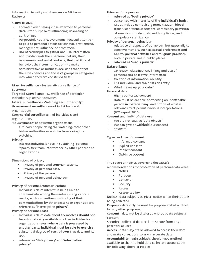 Information Security and Assurance - Midterm | PDF | Security | Computer Security