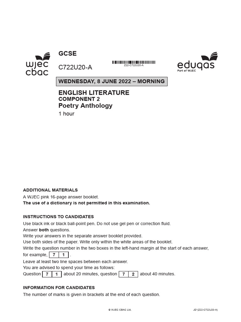 Poetry Anthology Component 2 | PDF | British Poetry | British Poets