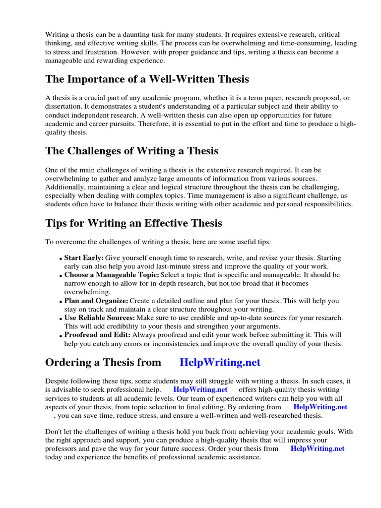 Tips for Writing an Effective Thesis | PDF | Thesis | Academic Publishing