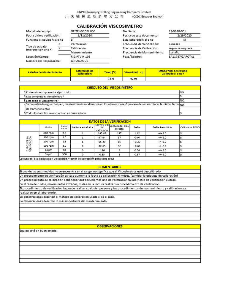 Viscosimetro03 03 2020 | PDF | Calibración | Probabilidades y estadísticas