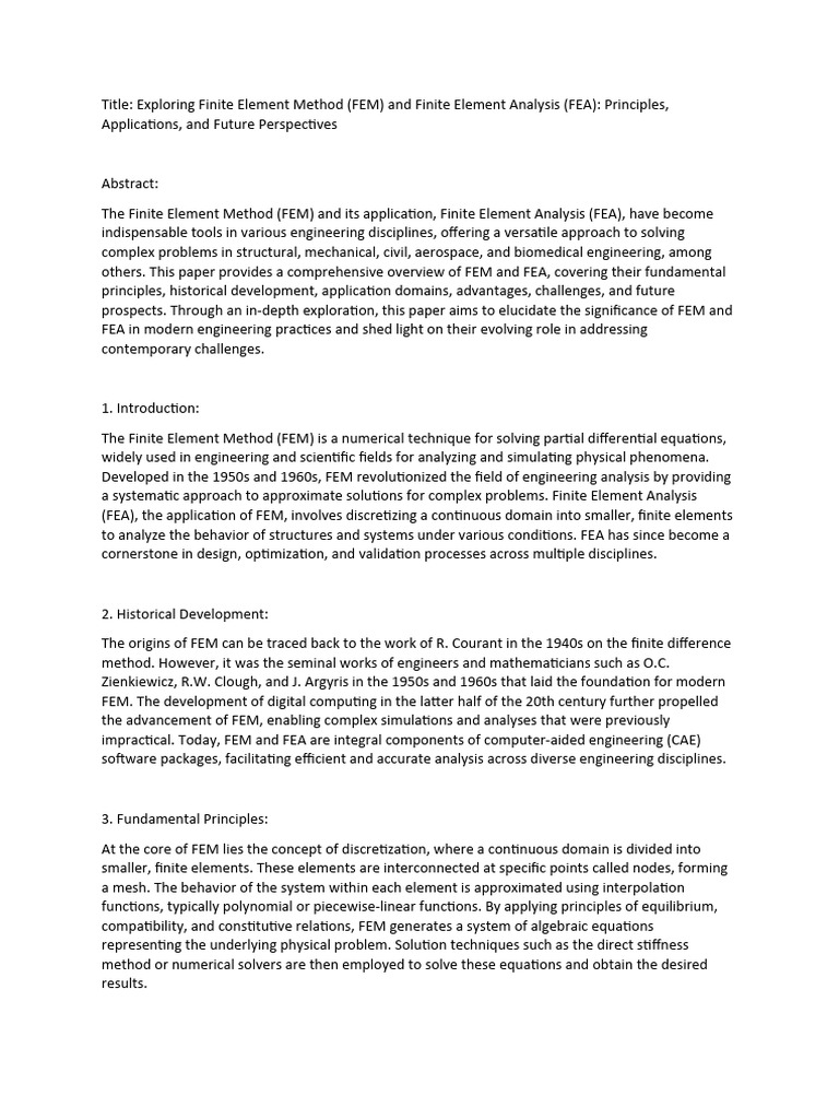 FEA and FEM | PDF | Finite Element Method | Engineering