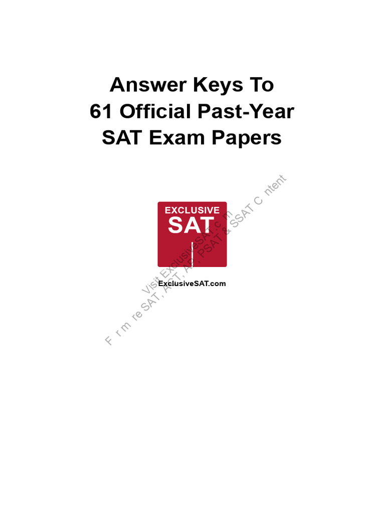SAT Past Exam Answer Keys | PDF | Tests | Qualifications