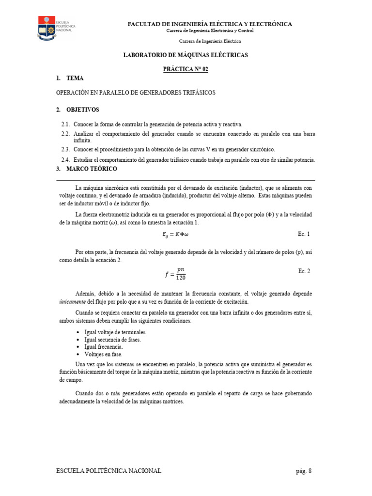 Hoja Guía Práctica 2 | PDF | Generador eléctrico | Inductor
