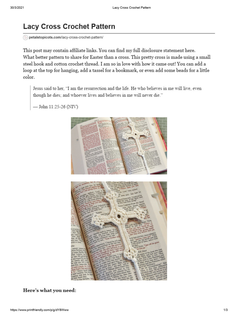 Lacy Cross Crochet Pattern | PDF | Crochet | Textile Arts