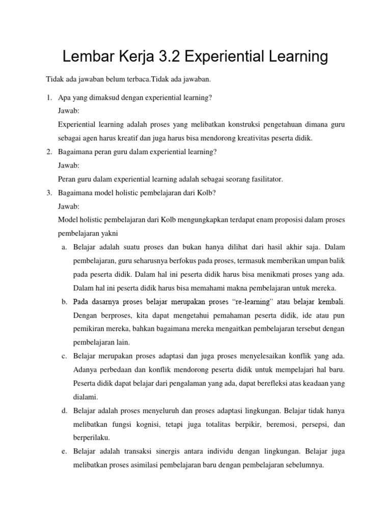Lembar Kerja 3.2 Experiential Learning | PDF