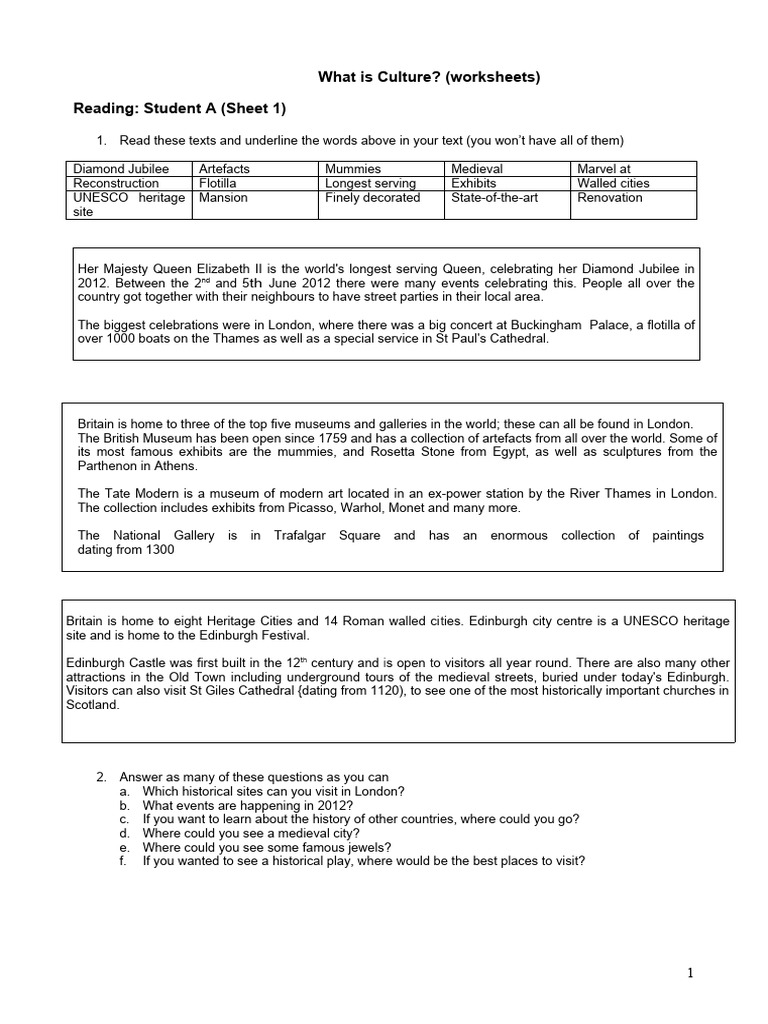 1_What is culture_worksheets | PDF | Anne Boleyn | Tudor England