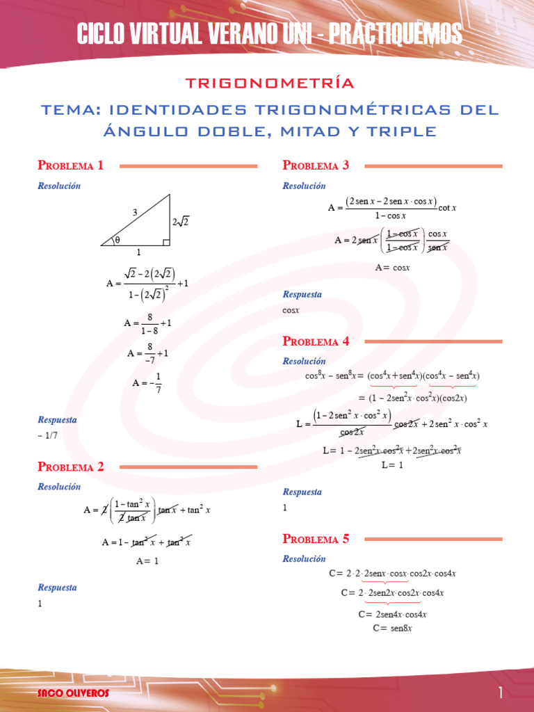 4 Trig V-UNI Cap6 Practiquemos | PDF | Trigonometría | Geometría Elemental
