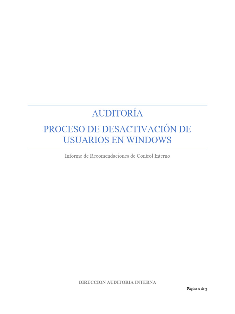 Auditoría de Desactivación de Usuarios Windows | PDF | Auditoría | Business