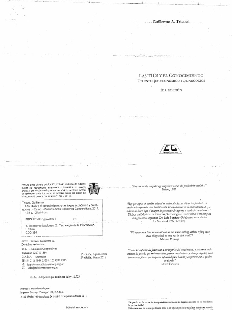 C1 - TEXTO Las Tics y El Conocimiento - G. Tricoci | PDF
