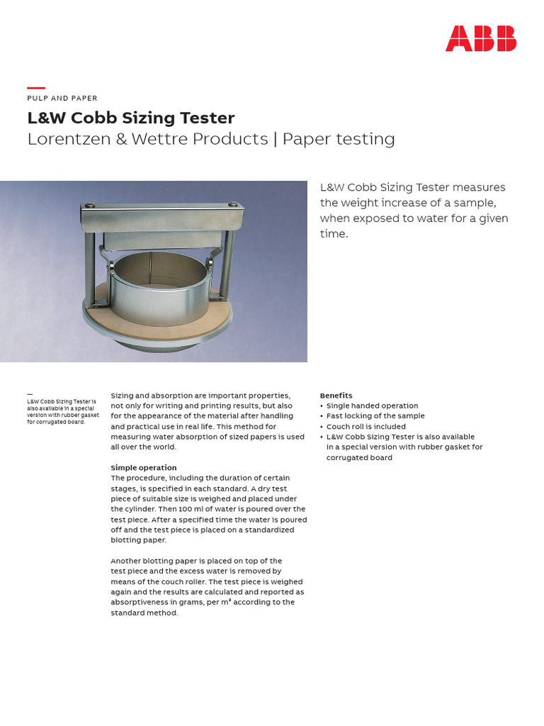 146 LW Cobb Sizing Tester v2.0 | PDF | Weight | Paper