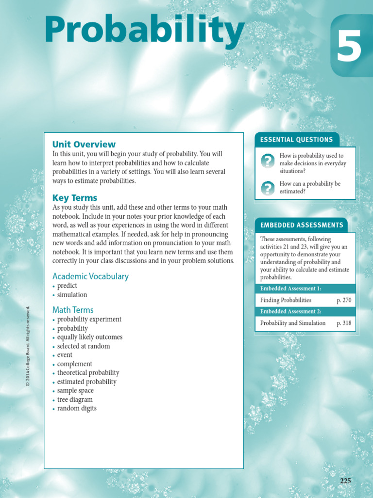 Math Workbook Unit 05 | PDF | Probability | Mathematics