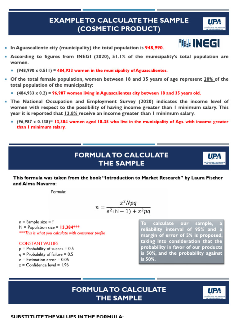 Formula To Calculate The Sample (Evaluation Project) | PDF | Sampling ...