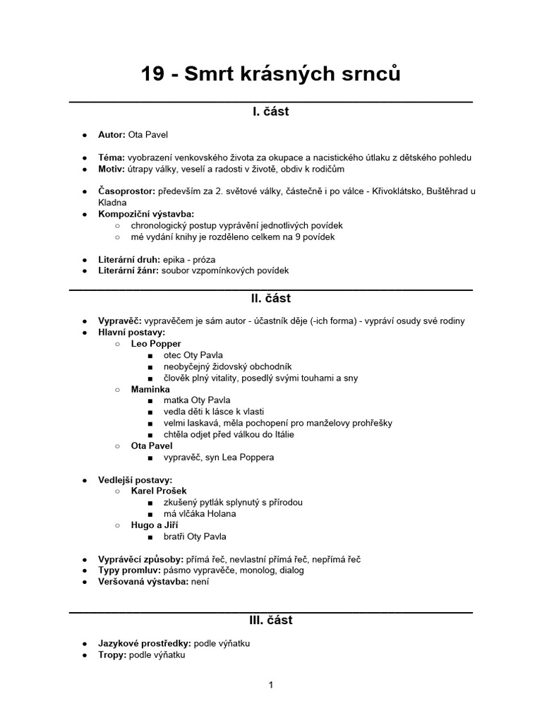 SMRT Krásných Srnců | PDF