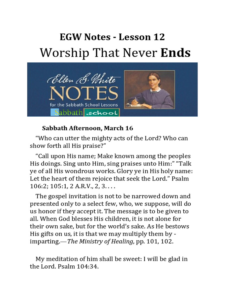 EGW Notes 2024 Q1 L12-1 | PDF | Jesus | Creator Deity