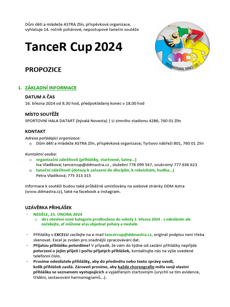 TanceR Cup - Propozice 2024 | PDF