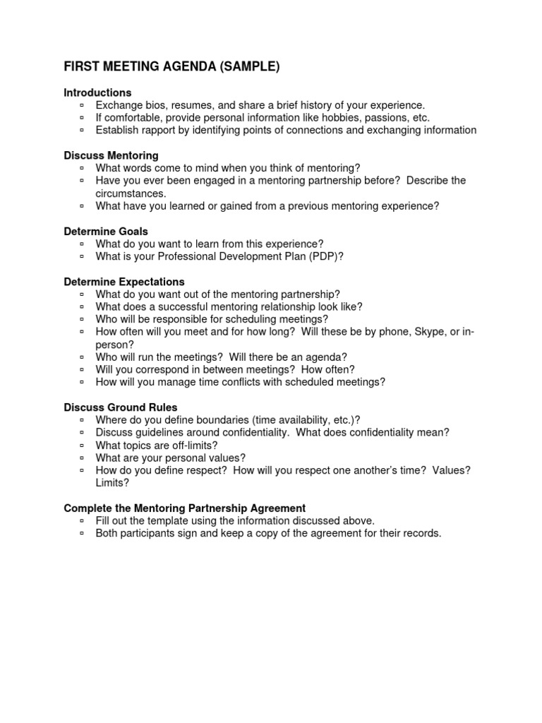 HR First Meeting Agenda Sample | PDF