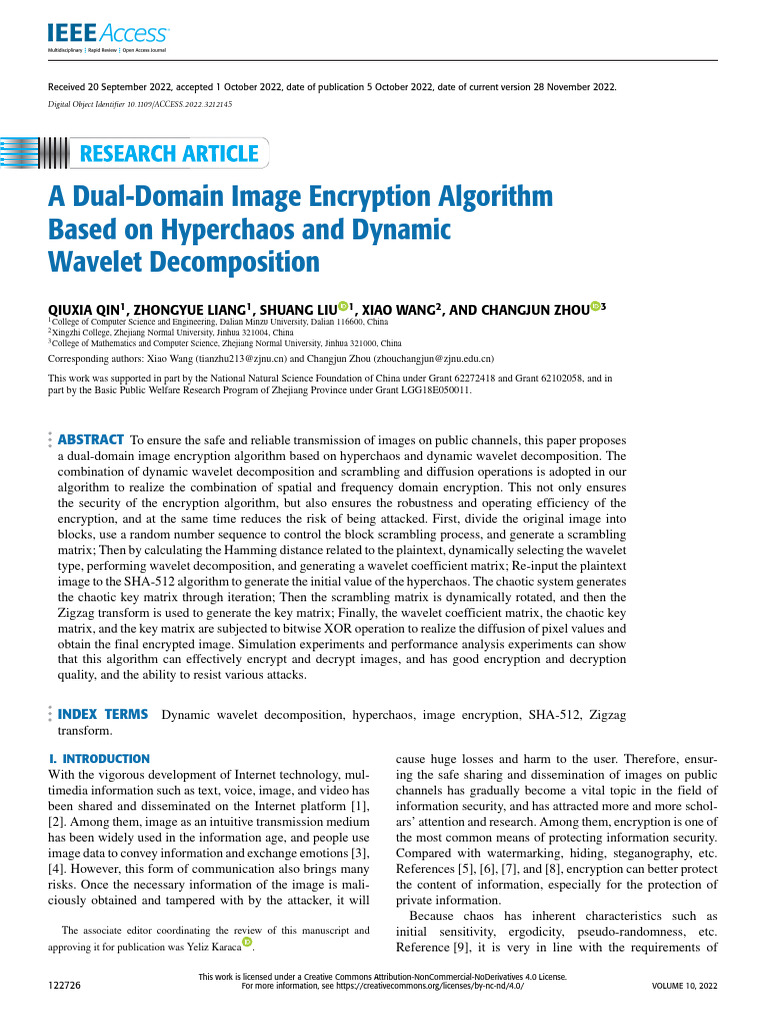 A Dual Domain Image Encryption Algorithm Based On Hyperchaos And Dynamic Wavelet Decomposition