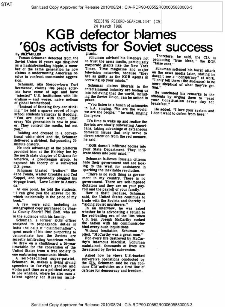 KGB Defector Blames '60s Activists For Soviet Success | PDF
