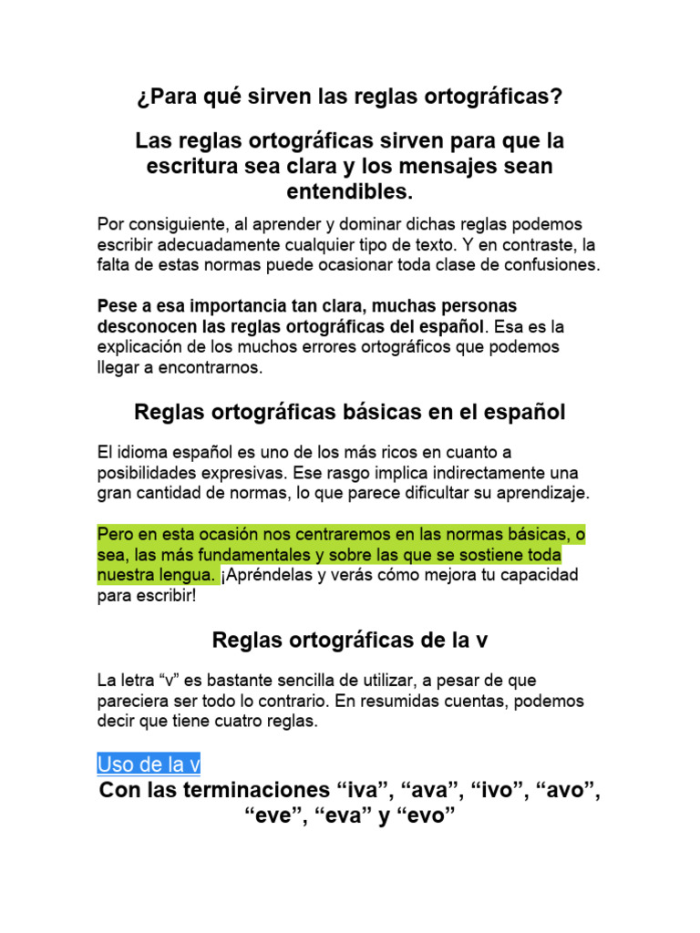 Para qué sirven las reglas ortográficas | PDF | Verbo | Lengua española