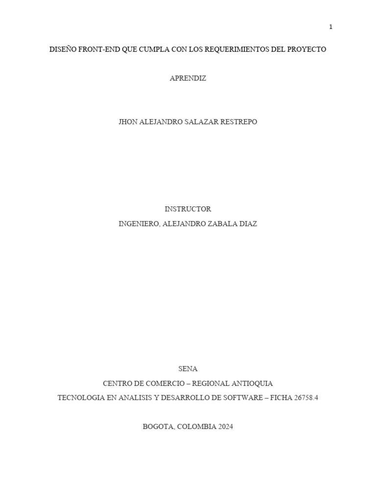 Diseño Front-End Que Cumpla Con Los Requerimientos Del Proyecto GA6-220501096-AA4-EV03 | PDF ...