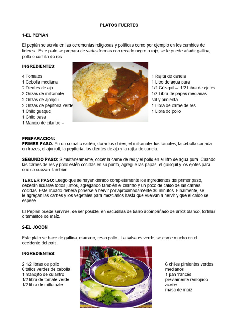 Recetas Tipicas de Guatemala | PDF | ensalada | Cilantro