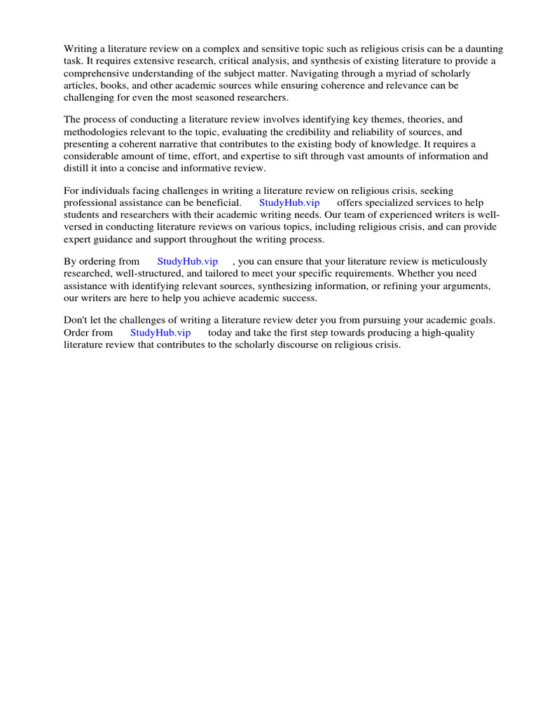 Literature Review On Religious Crisis | PDF | Literature Review | Faith
