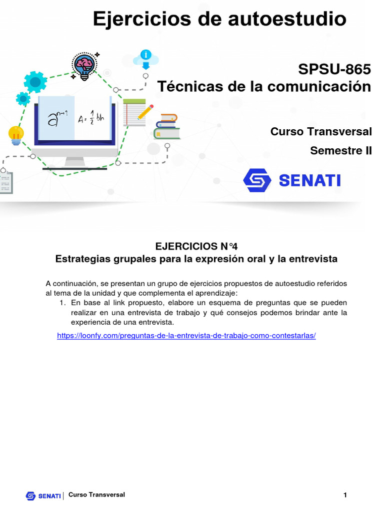 Spsu Spsu-865 Ejercicio T004 | PDF | Aprendizaje | Cognición
