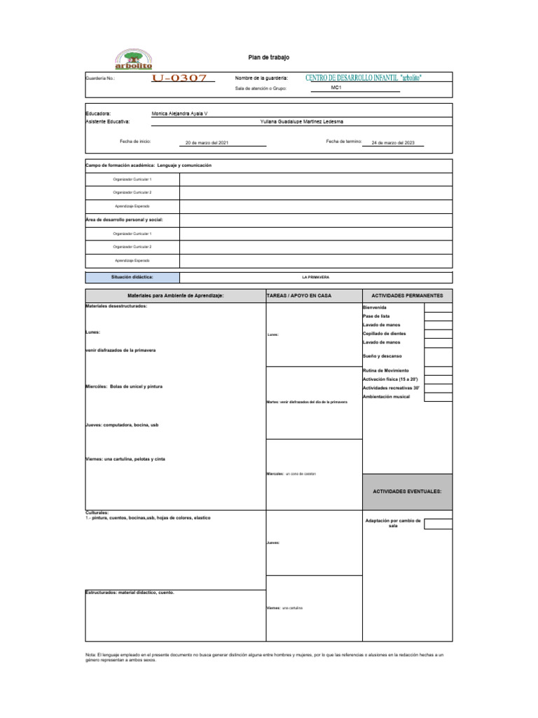 Planeacion D e La Pimavera Mb2 | PDF
