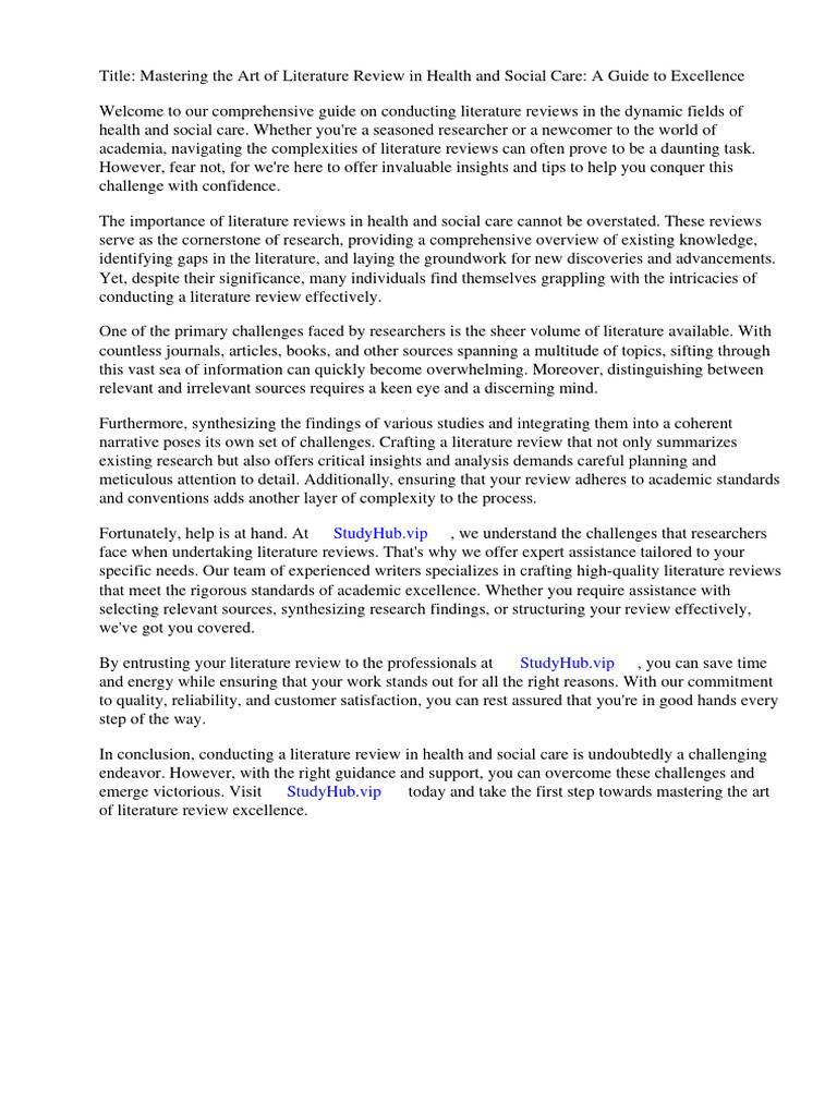 Doing A Literature Review in Health and Social Care 2010 | PDF ...