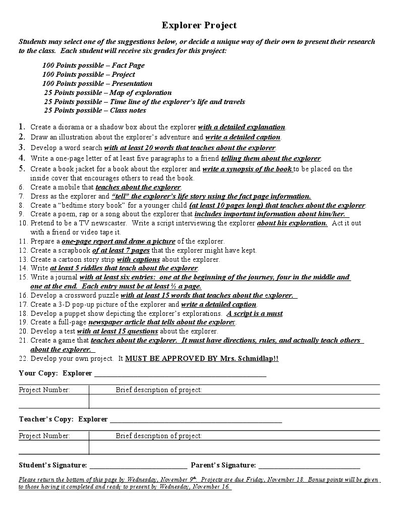 Explorer Project Guidelines for Students | PDF | Books | Leisure