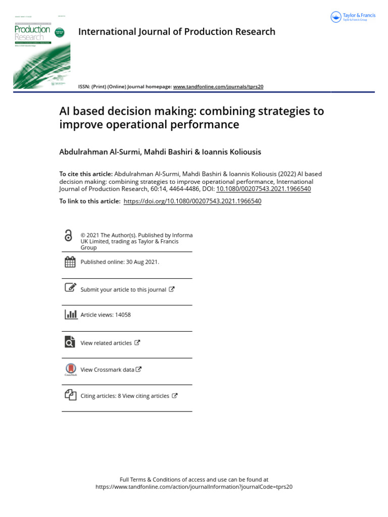 Ai Based Decision Making Combining Strategies To Improve Operational Performance Pdf