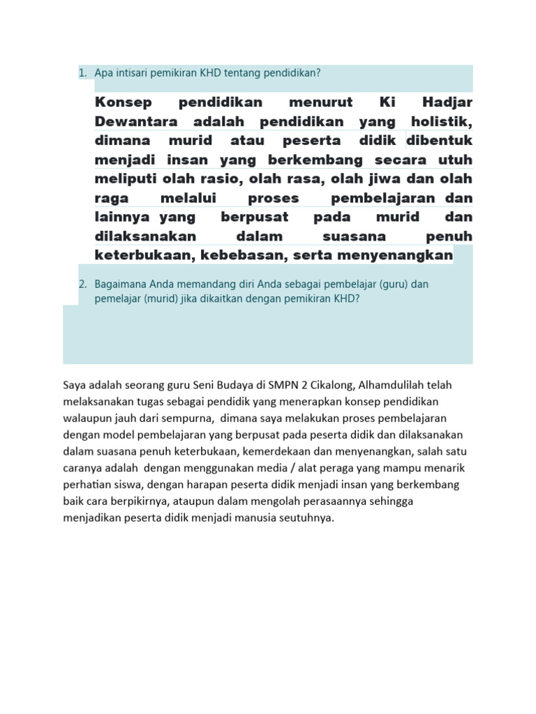 Apa Intisari Pemikiran KHD Tentang Pendidikan | PDF | Pengembangan Diri ...