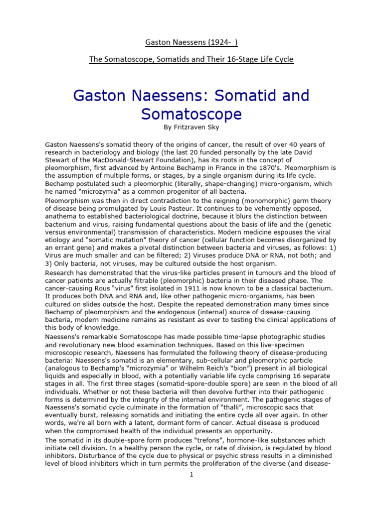 Gaston Naessens Somatid Life Cycle 1121 | PDF | Virus | Bacteria
