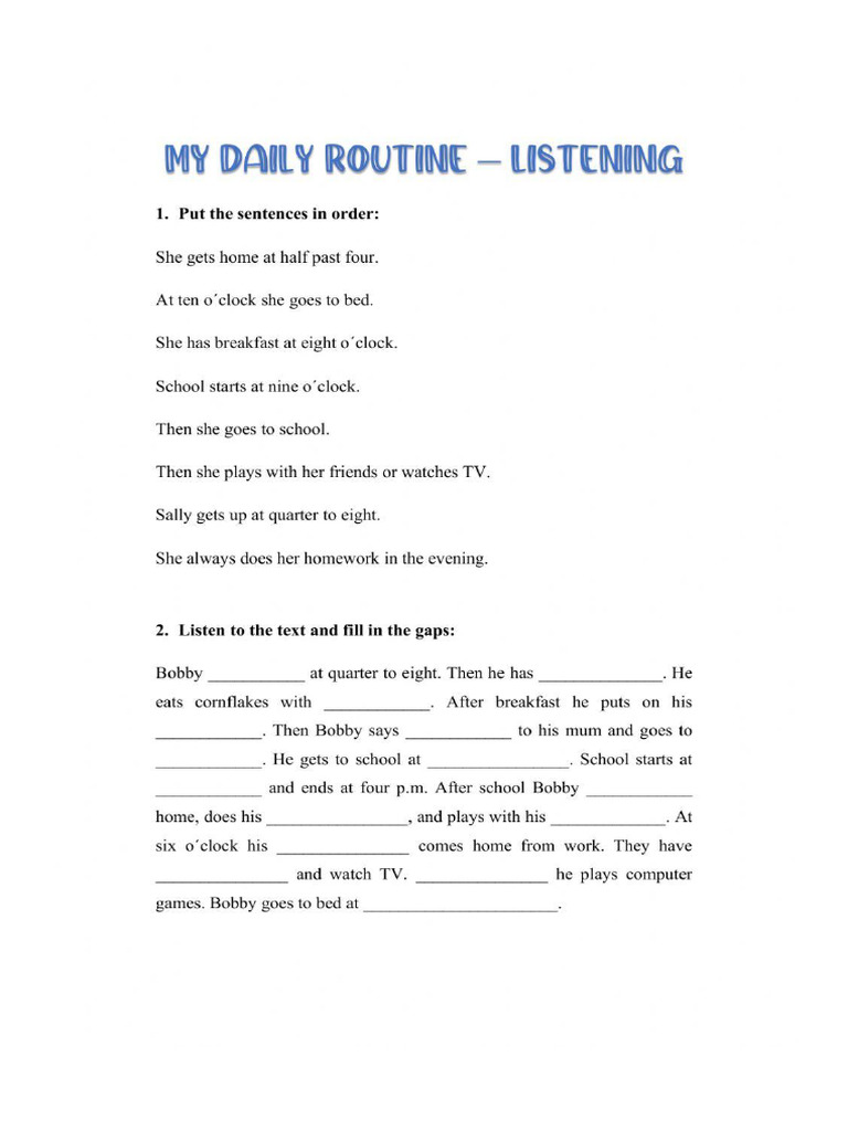 MY Dairy Routine Liveworksheet | PDF