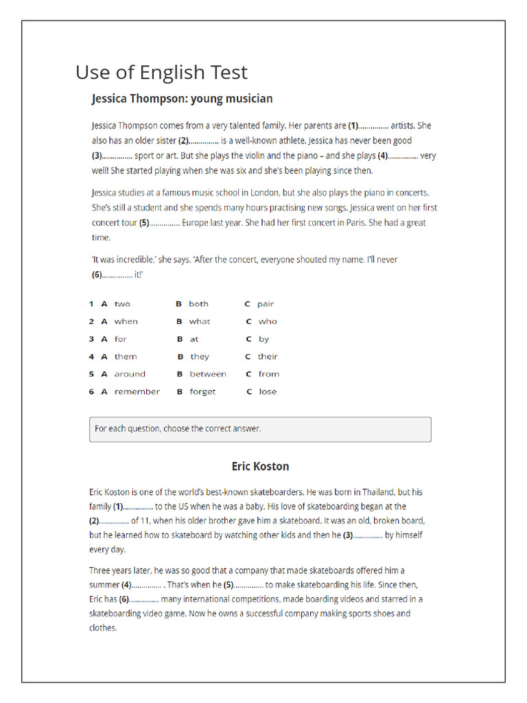 Use of English Test | PDF
