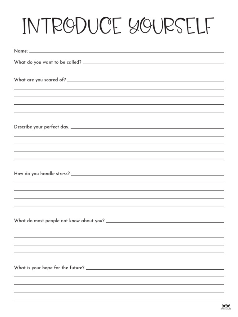 Printable All About Me Worksheet for Adults | PDF