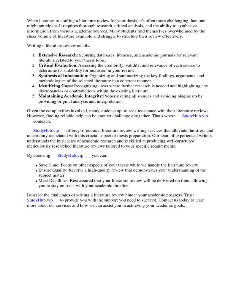 Examples of Literature Review For Thesis | PDF | Literature Review | Thesis