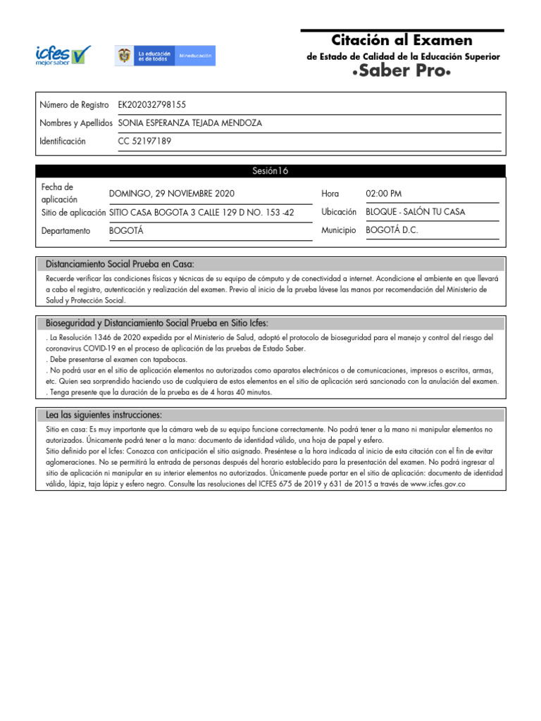 Saber Pro | PDF | Documento de identidad