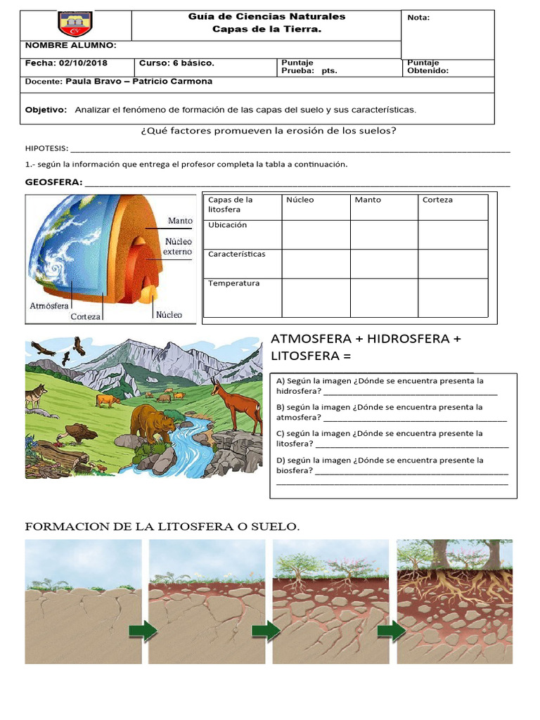 Guía Ciencias Naturales Litosfera y Formacion Del Suelo. | PDF | Suelo ...
