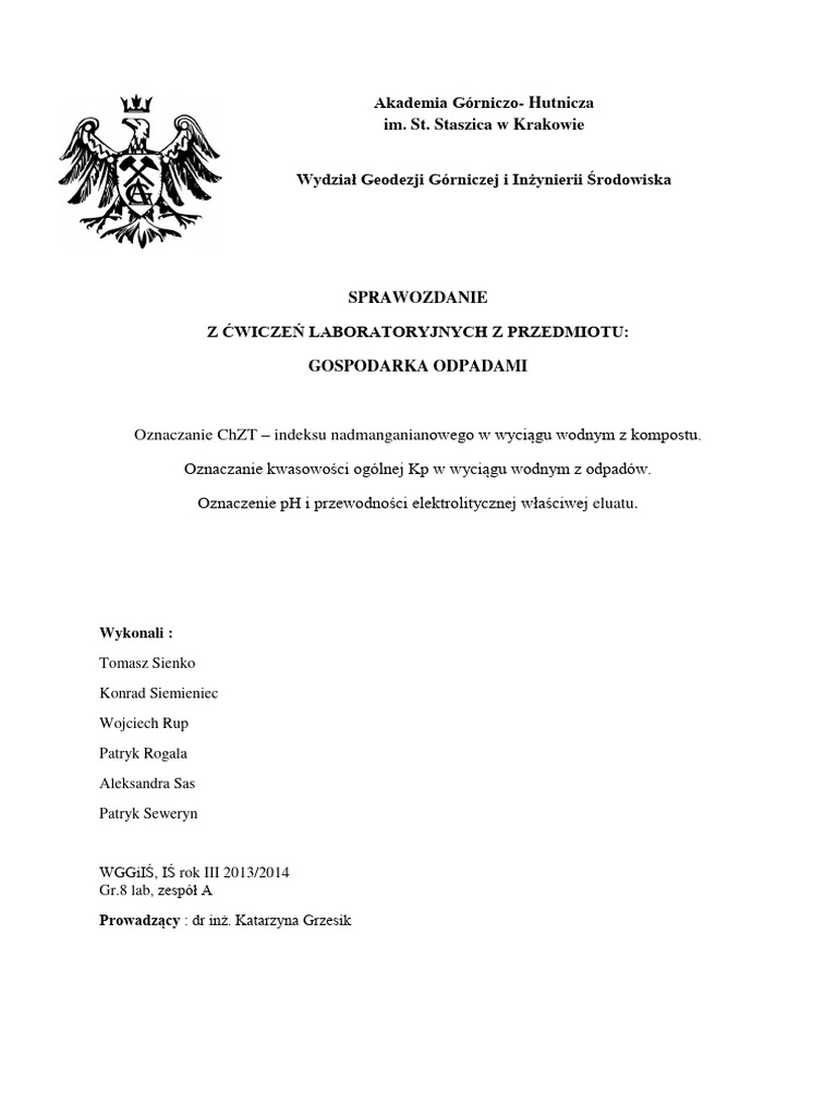 GO Wymywalność GR Lab 8A | PDF