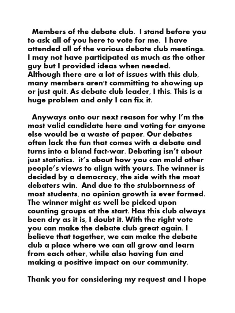 Members of The Debate Club | PDF