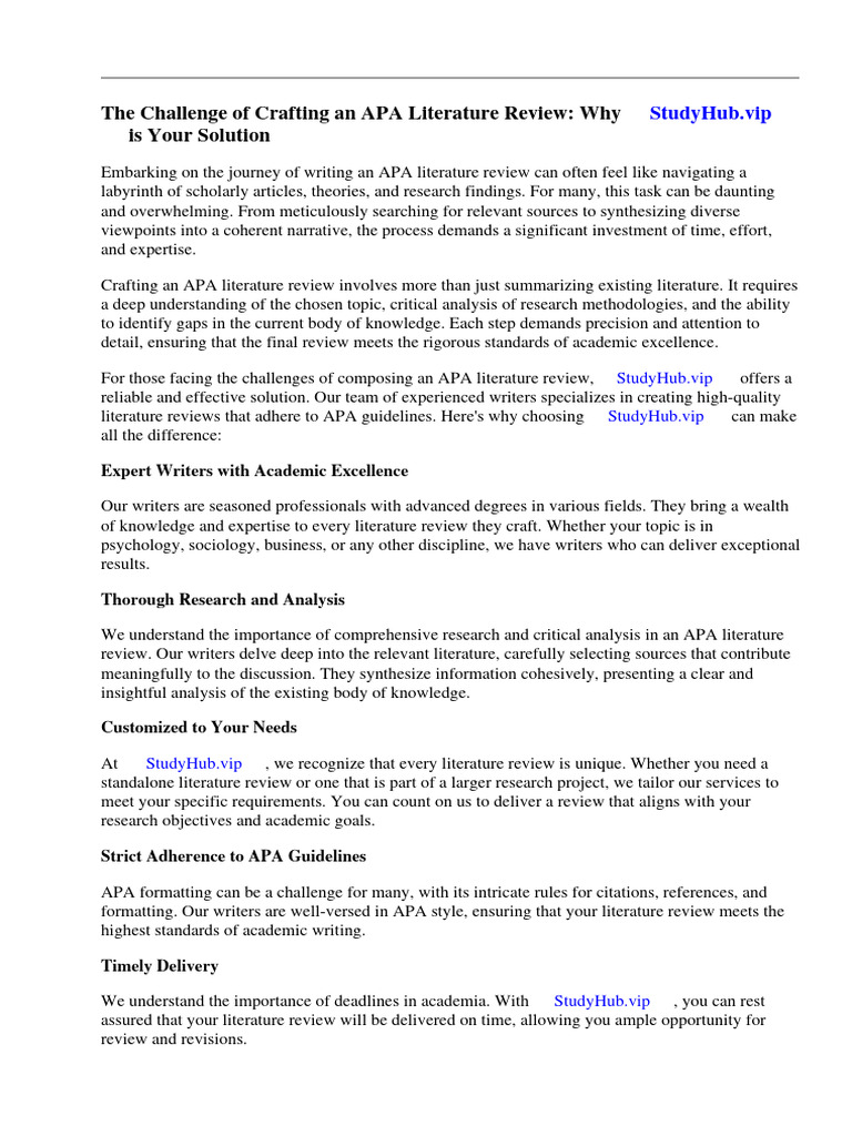 Apa Literature Review Sample | PDF | Apa Style | Thesis